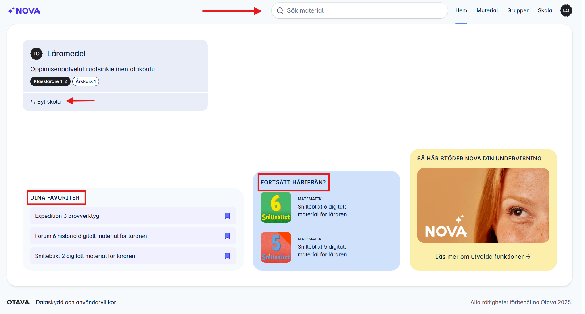 Så här använder läraren Nova - Otava Utbildning